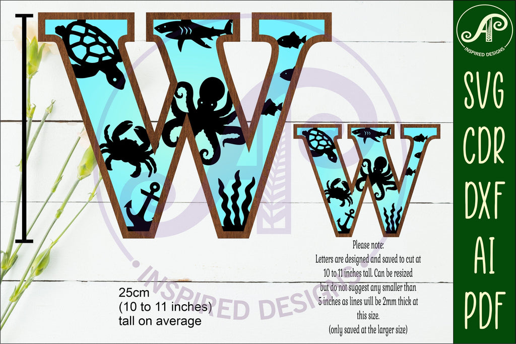 Ocean Large W wall Letter 3 layer sign - So Fontsy