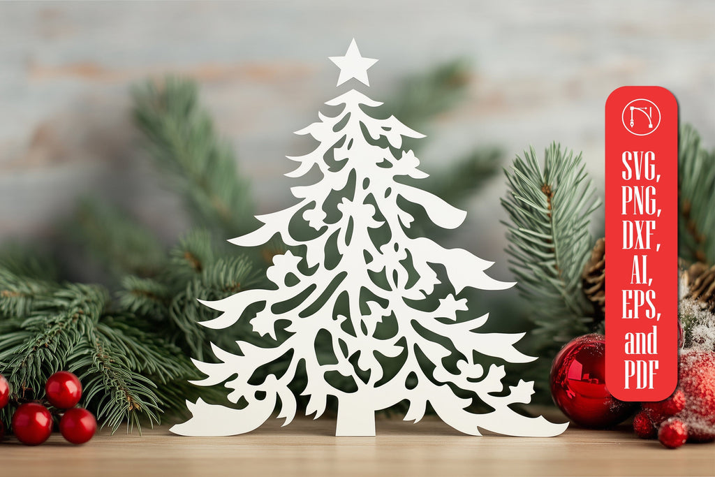 paper cut Christmas Tree SVG cut file - So Fontsy