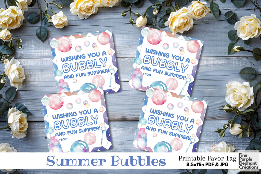 Pastel Bubble Wand Fun Printable Favor Tag Label - End School Year ...