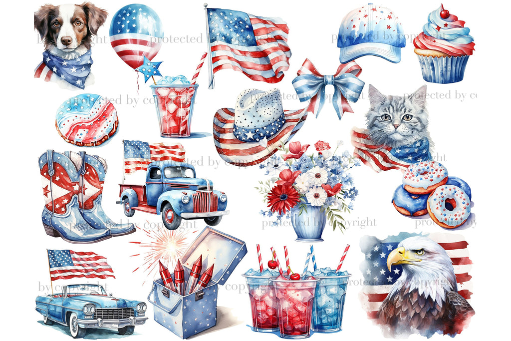Patriotic Clipart Bundle | 4Th Of July PNG Set - So Fontsy