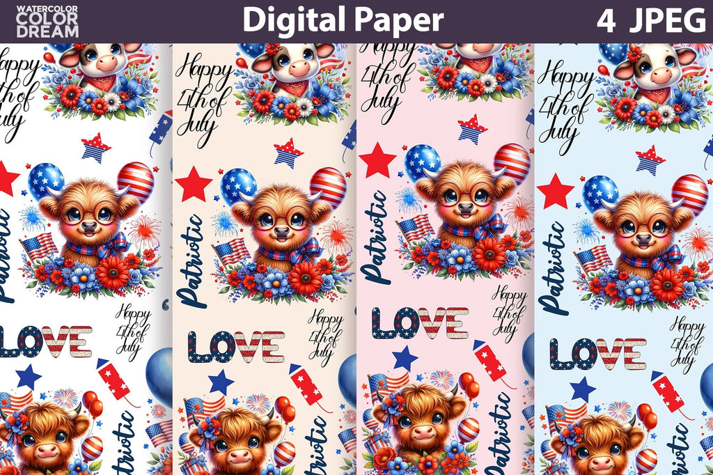 Patriotic Digital Paper | 4th Of July Background - So Fontsy