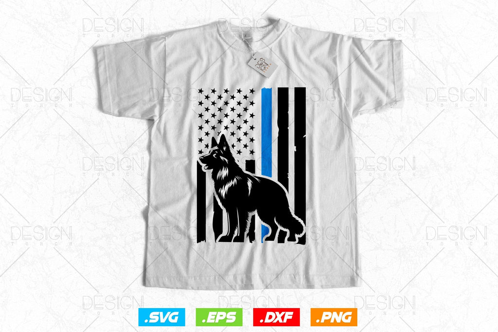 Patriotic German Shepherd K9 Unit Thin Blue Line Police Svg Png, First ...