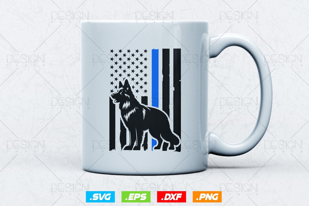 Patriotic German Shepherd K9 Unit Thin Blue Line Police Svg Png, First ...