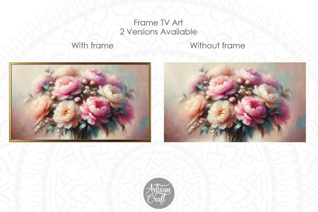 Peony Frame TV art, bouquet of peony flowers | So Fontsy