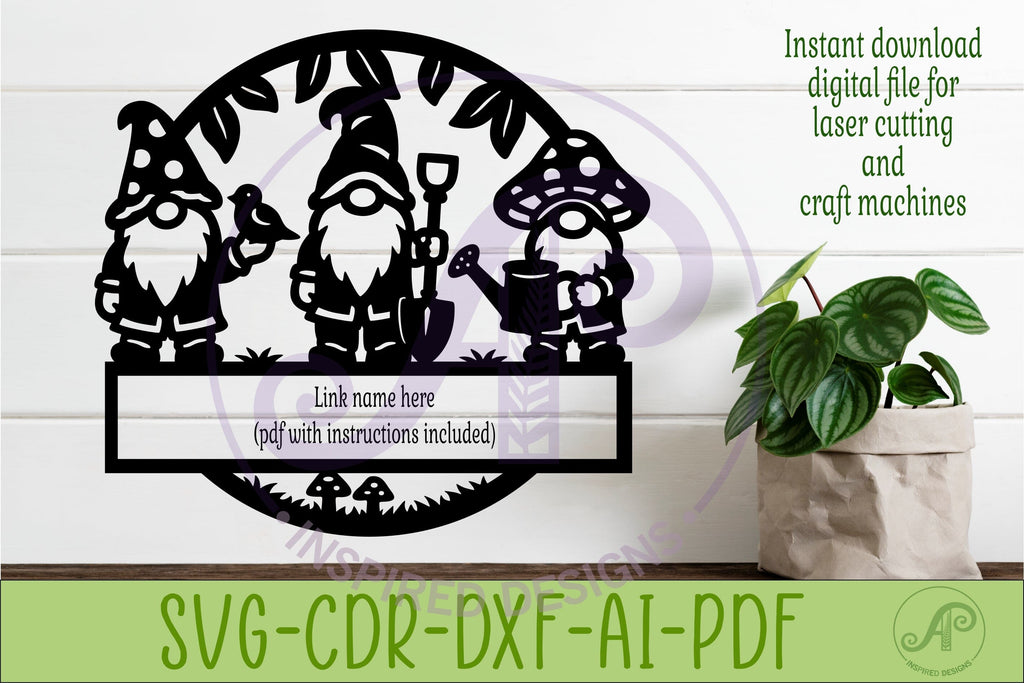Personalized Gnome Garden Name Sign SVG Cute Gnomes Sign - So Fontsy