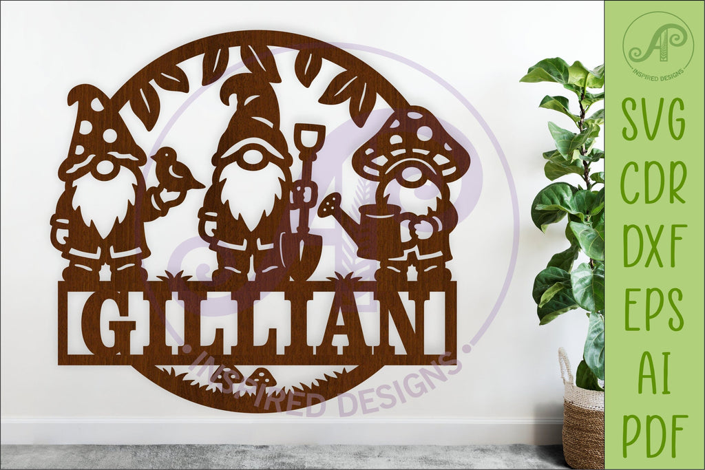 Personalized Gnome Garden Name Sign SVG Cute Gnomes Sign - So Fontsy