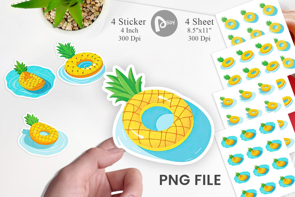 Pineapple Float Sticker - So Fontsy