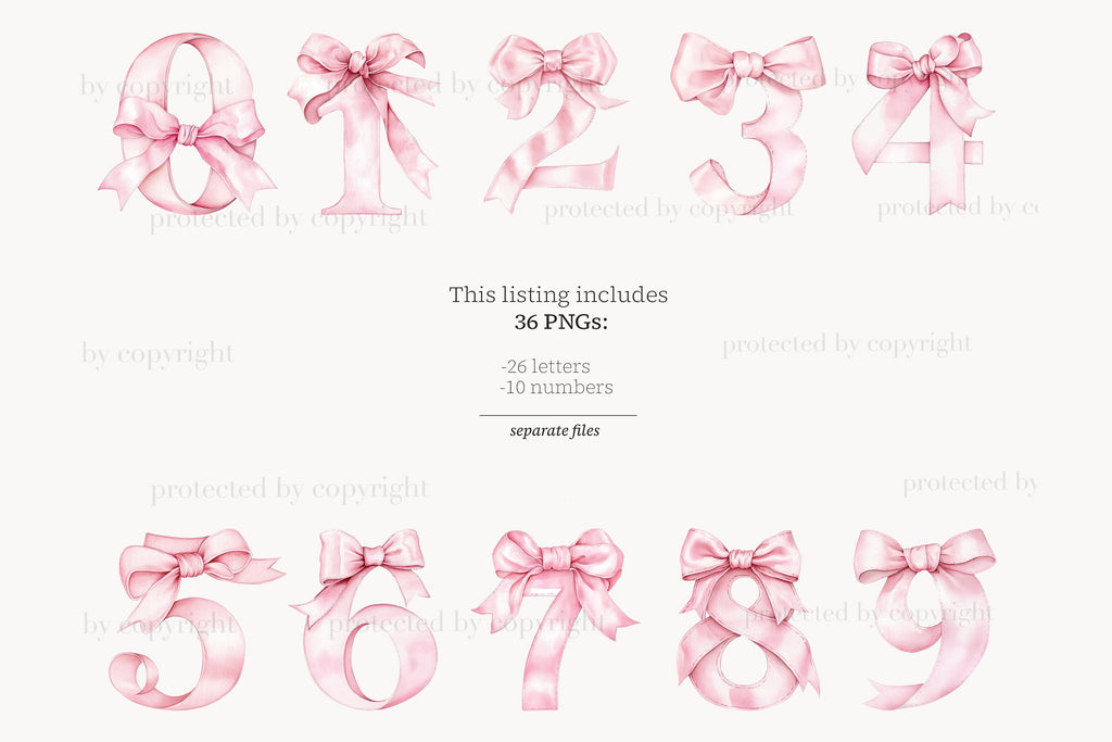 Pink Bow Alphabet Digital | Girly Coquette Letters Birthday - So Fontsy