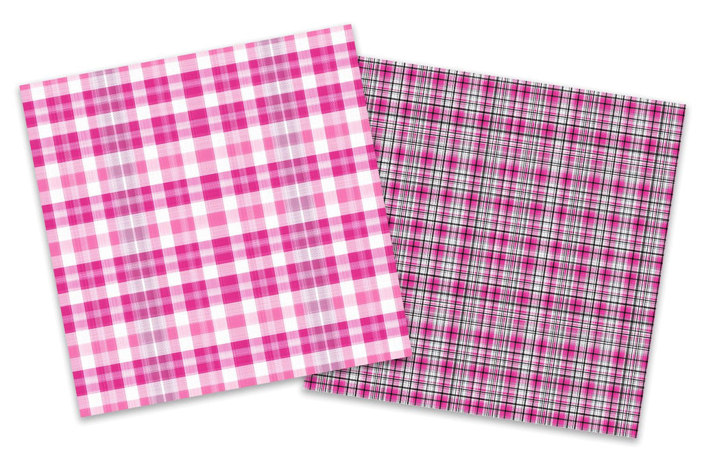 Pink Gingham Digital Paper Pack - So Fontsy