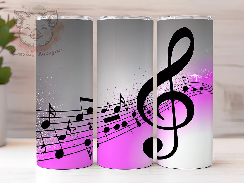 Pink Glitter Music Notes Tumbler, Glitter Music Notes Sublimation ...