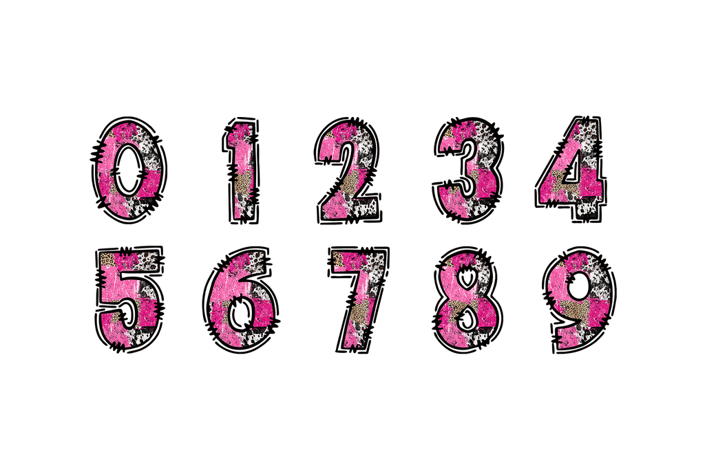 Pink Leopard Cowprint Alpha PNG, Grunge Glam Doodle Letters - So Fontsy