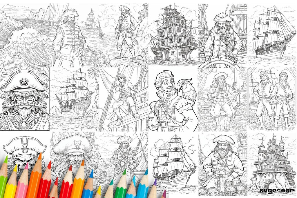 Pirates Coloring Book | Coloring pages for kids - So Fontsy