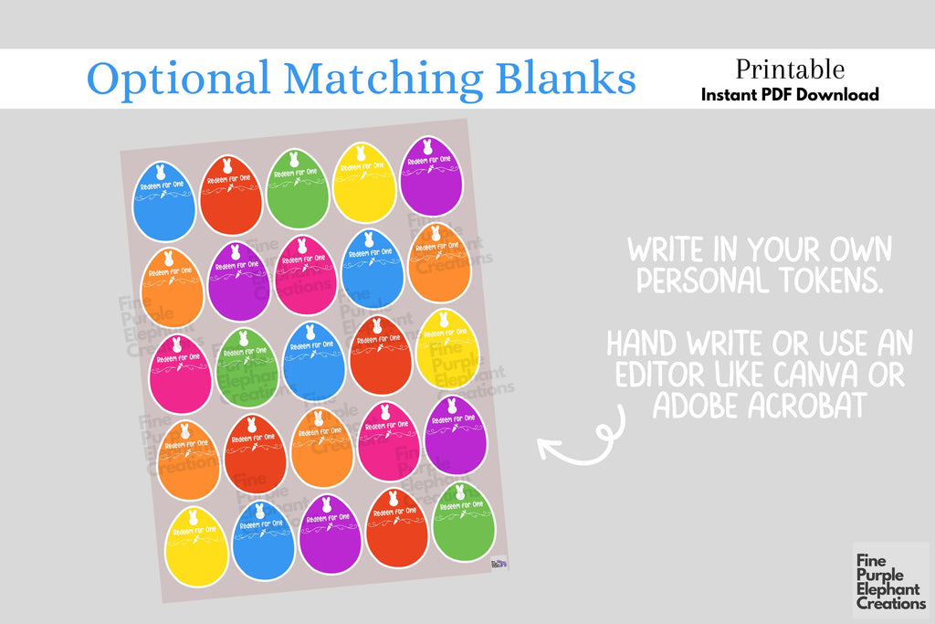 Printable Bright Easter Egg Coupon Digital Paper Cards | Basket Filler ...