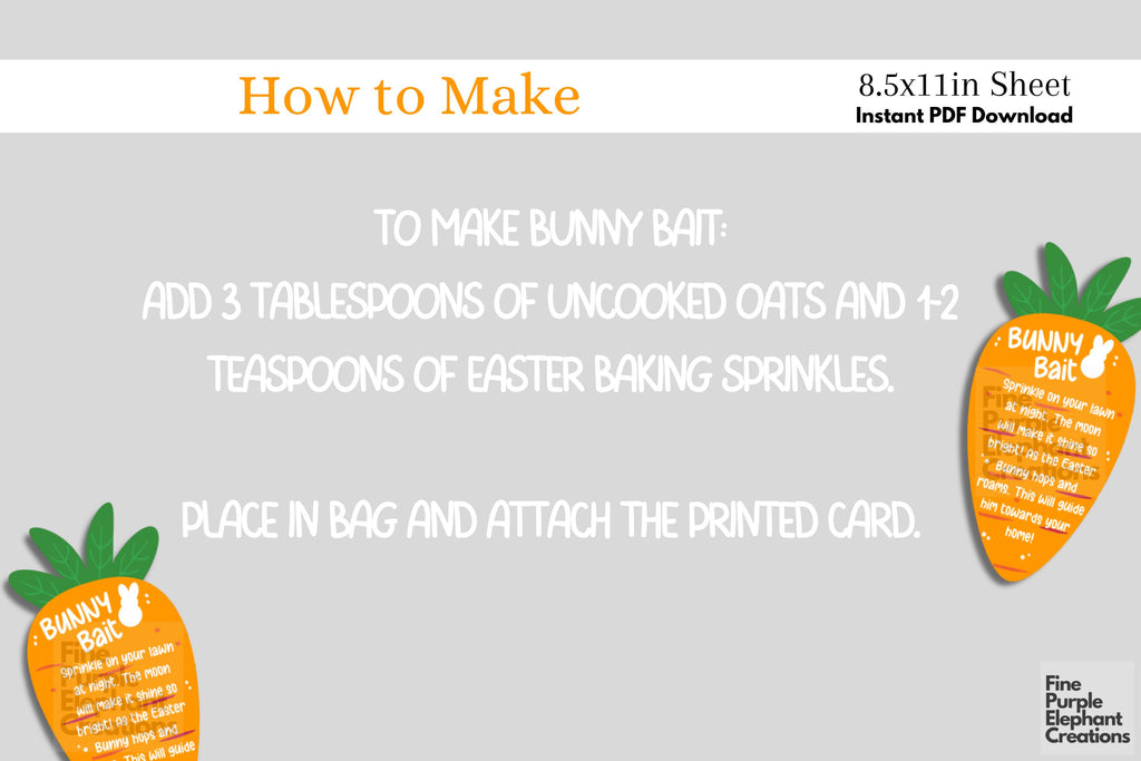 Printable Easter Bunny Bait Digital Paper Cards | Kid Favor Activity ...