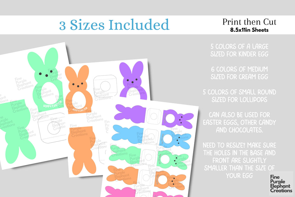 Printable Easter Bunny Candy Treat Holder Digital Paper Cards - So Fontsy