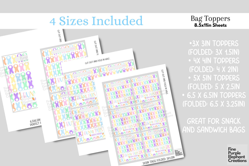 Printable Easter Bunny Tail Treat Bag Topper Favor - So Fontsy
