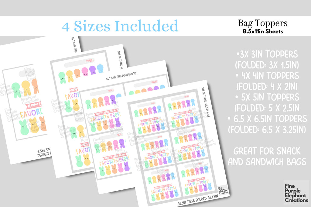 Printable Easter Favorite Peep Treat Bag Topper Favor - So Fontsy