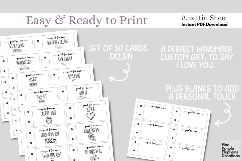 Printable Farmhouse Father's Day Digital Coupon Book Cards - So Fontsy