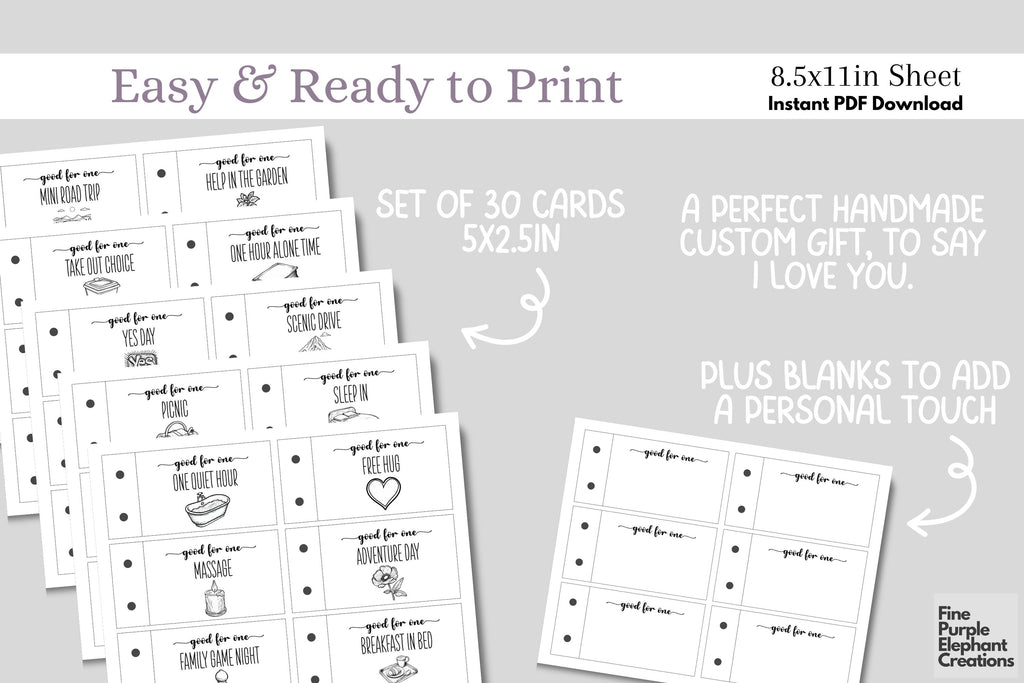 Printable Farmhouse Mother's Day Digital Coupon Book Cards - So Fontsy