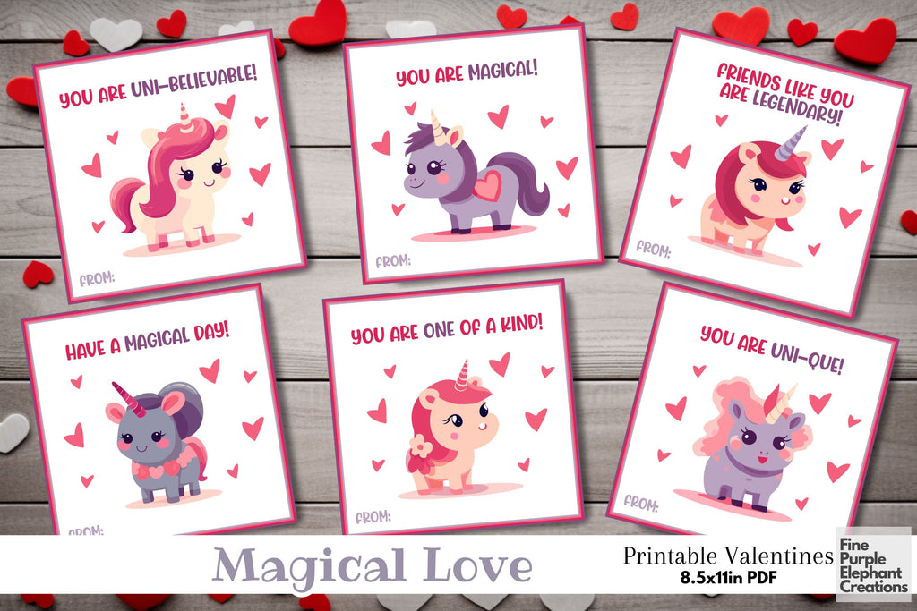 Printable Kids Pastel Rainbow Magical Unicorn Valentine Digital Paper ...