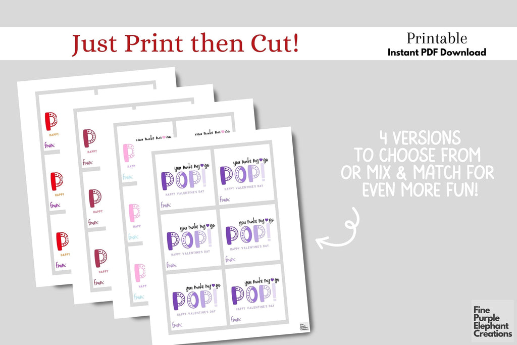 Printable Kids Pop It Valentine Digital Paper Cards - So Fontsy