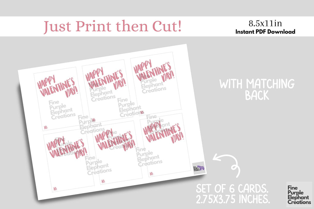 Printable Kids Watercolor Dog Valentine Digital Paper Cards - So Fontsy