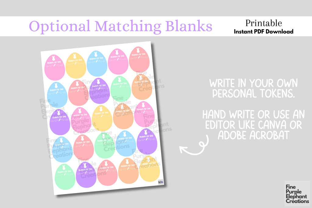 Printable Bright Easter Egg Coupon Digital Paper Cards | Basket Filler ...
