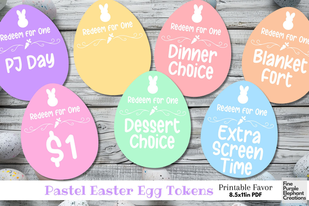Printable Bright Easter Egg Coupon Digital Paper Cards | Basket Filler ...