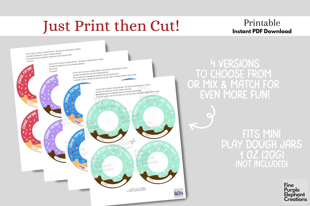Printable Play Dough Donut Valentine | Mini Playdoh Non-Candy Favors ...
