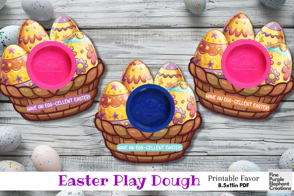 Printable Play Dough Easter Basket Digital Paper Playdoh Cards - So Fontsy