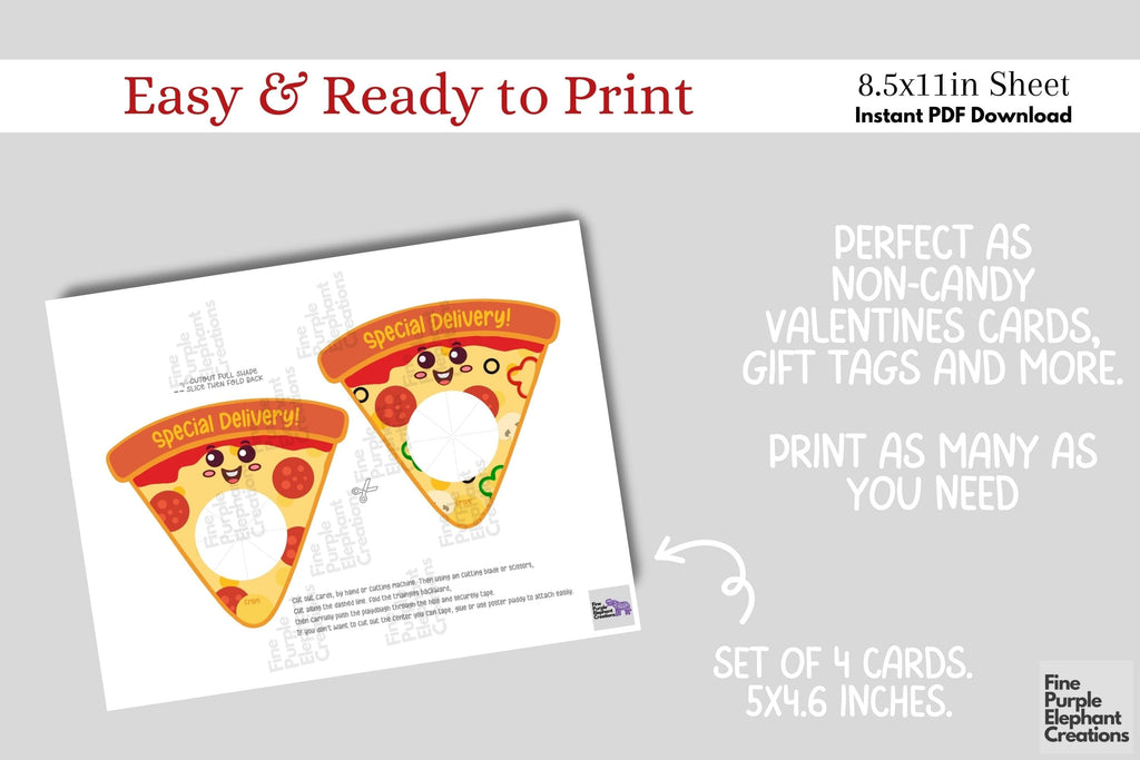 Printable Play Dough Pizza Valentine | Mini Playdoh Non-Candy Favors ...