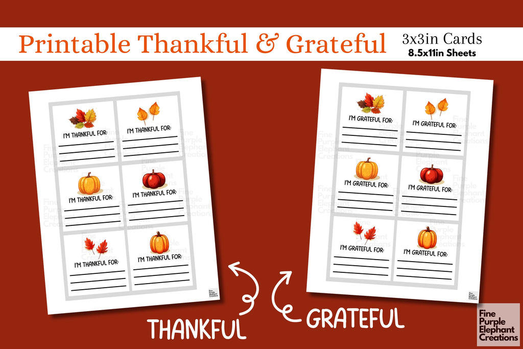 Printable Thanksgiving Thankful Cards - So Fontsy