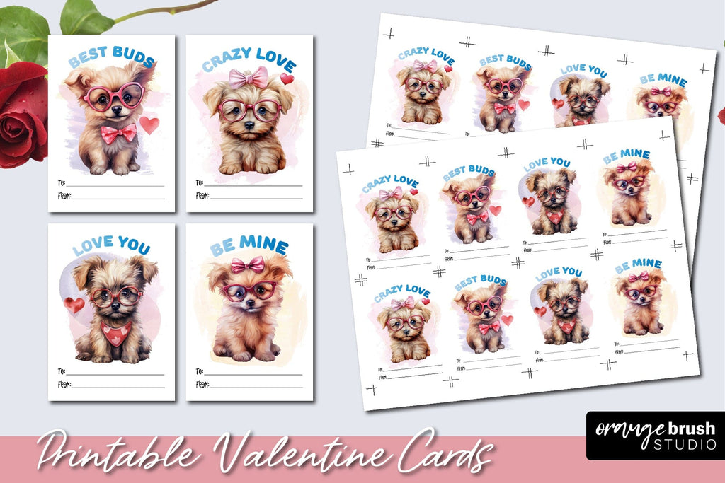 Printable Valentine Cards for Kids, Valentine's Day Cards - So Fontsy