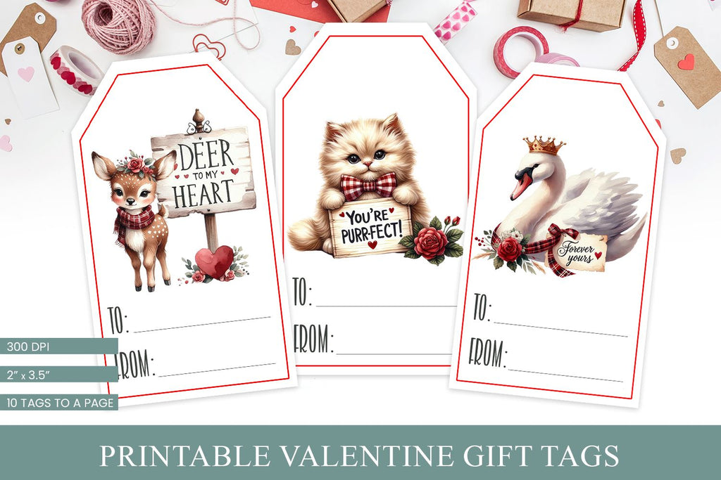 Printable Valentine Gift Tags | Cute Animal Valentine Tags - So Fontsy
