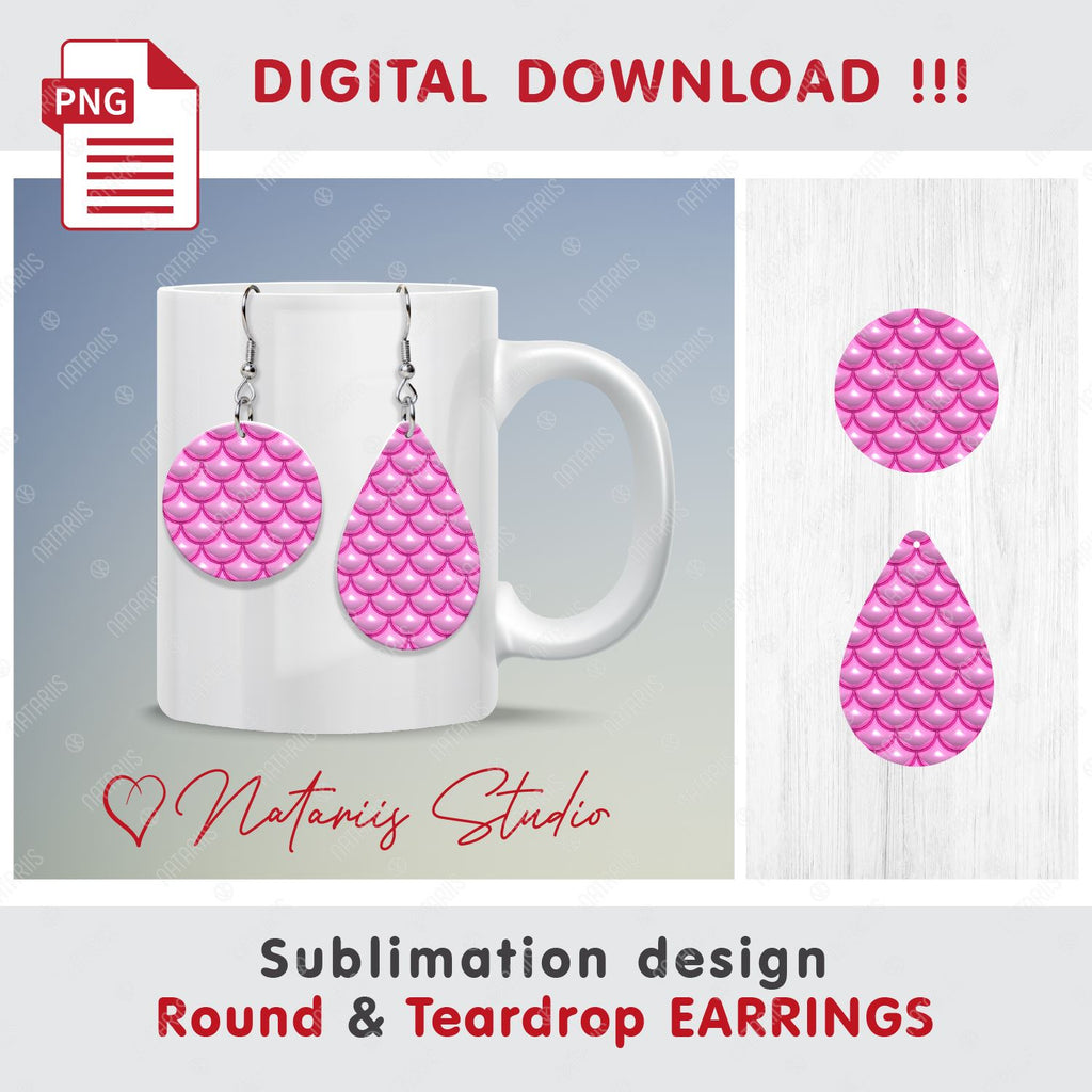 Puffy Mermaid Scales Round & Teardrop EARRINGS Design. - So Fontsy