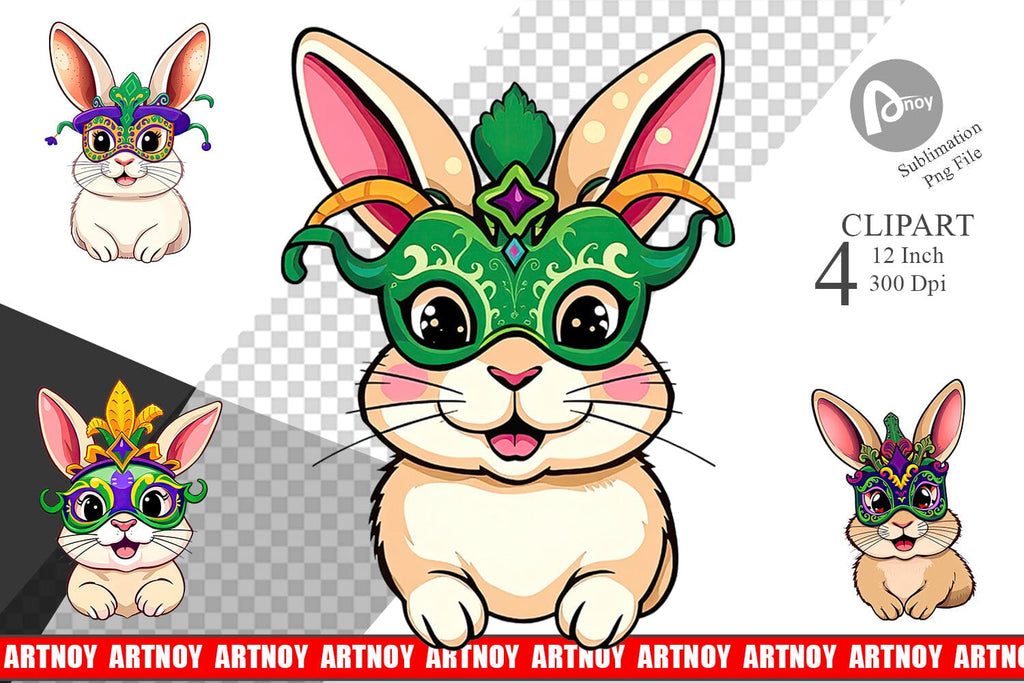 Rabbit Mardi Gras Clipart - So Fontsy