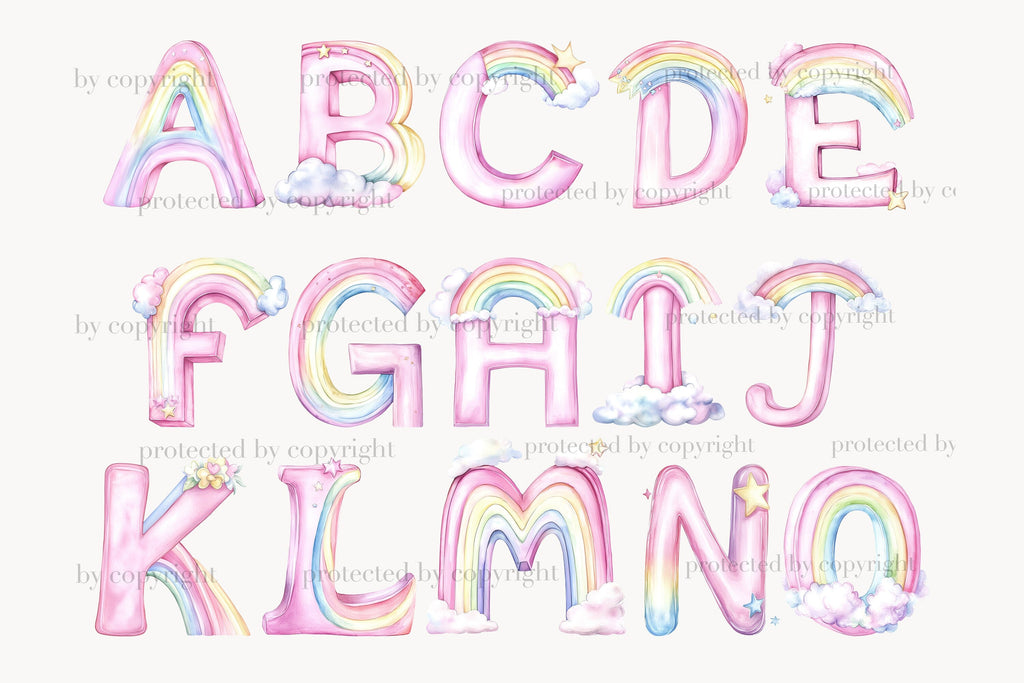 Rainbow Alphabet Clipart | Letters And Numbers PNG Bundle - So Fontsy