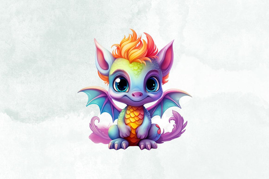 Rainbow Baby Dragon Sublimation Clipart Bundle - So Fontsy
