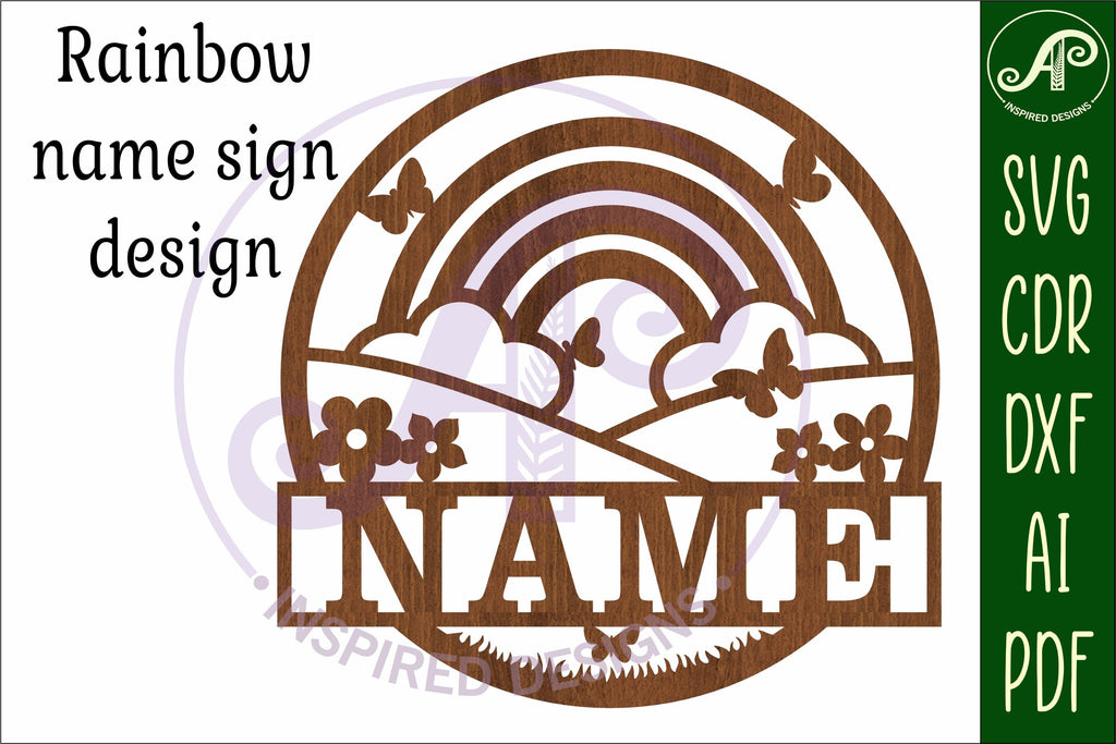 Rainbow name sign svg laser cut template - So Fontsy