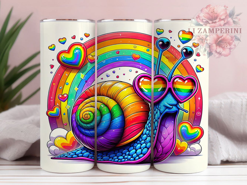 Rainbow Pride Snail Tumbler Wrap, LGBTQ+ Snail Wrap, Rainbow Snail Tumbler, 20oz Pride Snail ...