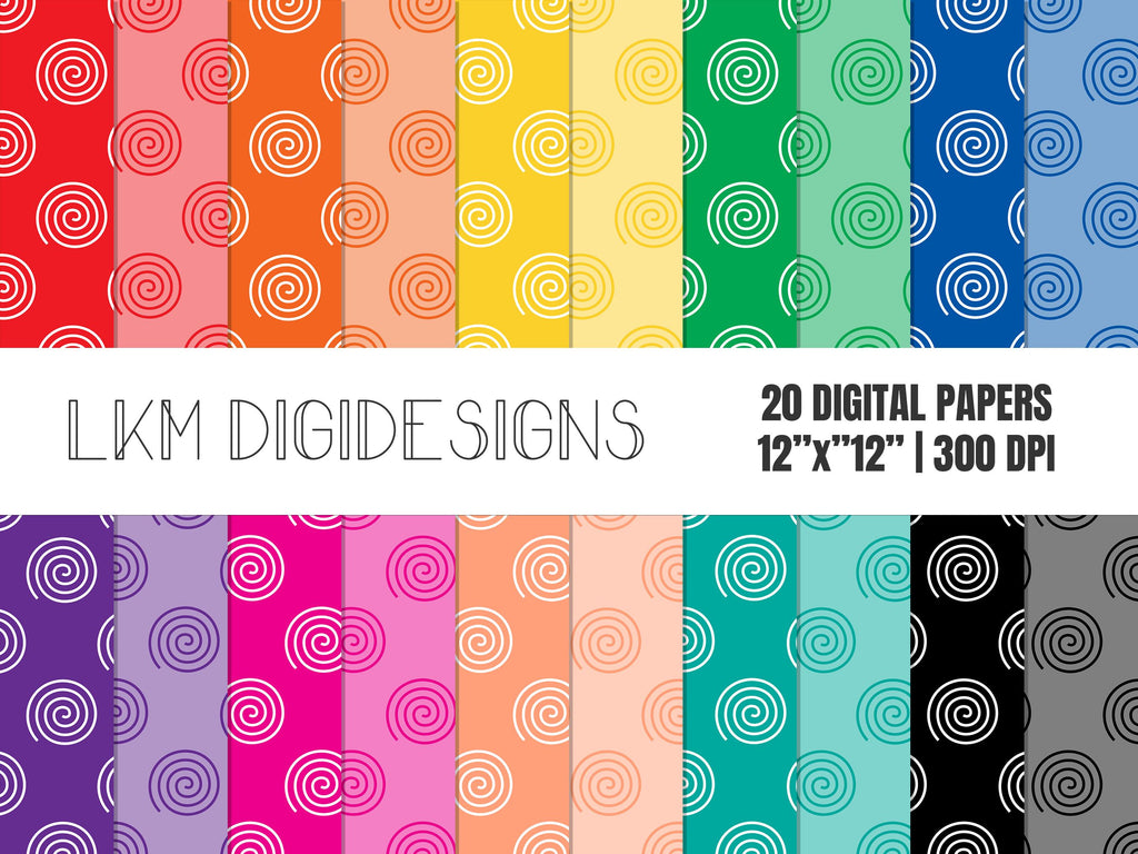Rainbow Spirals Digital Paper Pack - So Fontsy