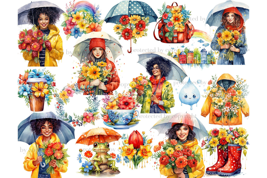 Rainy Day Clipart | Spring Clipart Bundle - So Fontsy