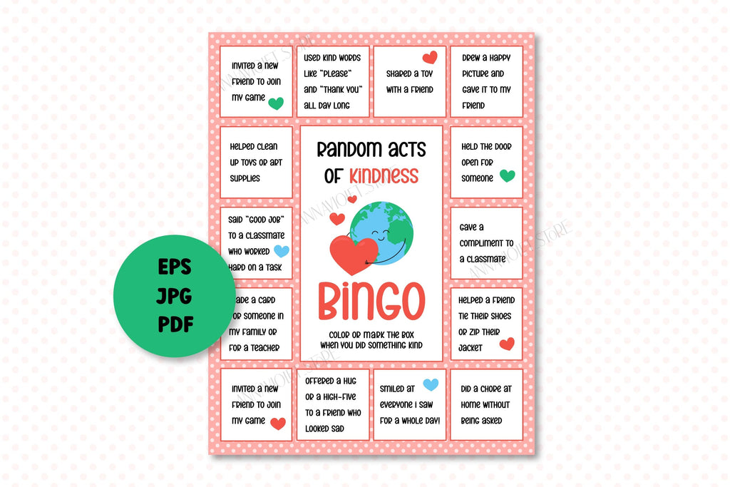 Random Acts of Kindness Bingo for Kids Printable PDF JPG | Activity ...