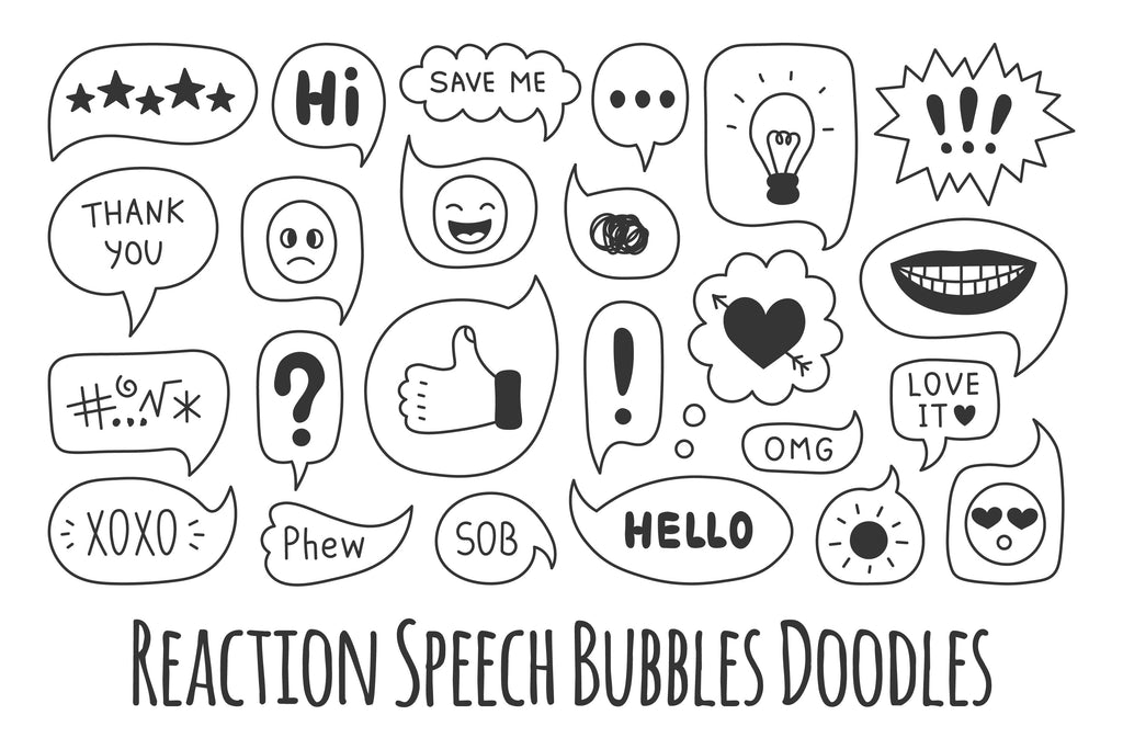Reaction Speech Bubble Doodle PNG Clipart - So Fontsy