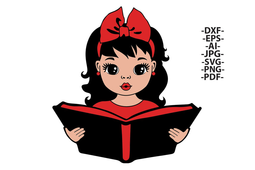 Reading Kids Clipart Bundle SVG PNG JPG PDF AI DXF EPS | Cute Girl and ...