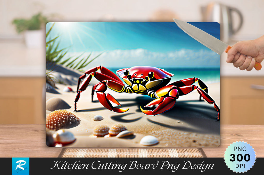 Red Crab on Beach Cutting Board - So Fontsy