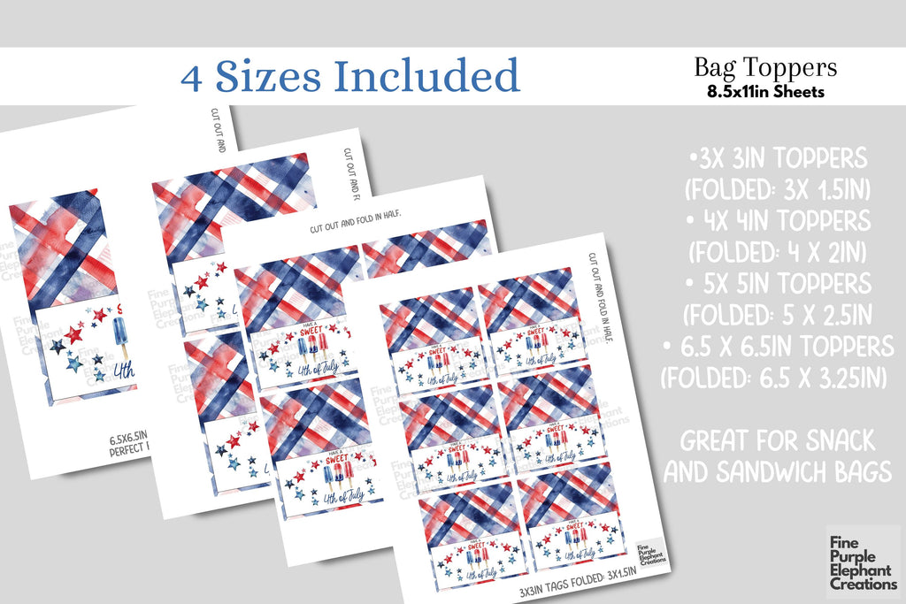Red White Blue Popsicle 4th of July Printable Treat Bag Topper Favor ...