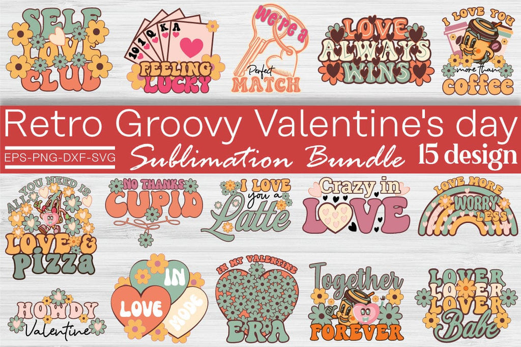 Retro Groovy Valentine's Day Sublimation Bundle - So Fontsy