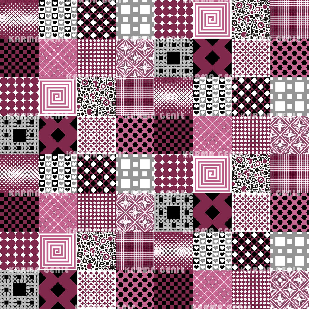 Retro Style Pink And Purple Patterned Squares Patchwork Pattern Digital Paper - So Fontsy