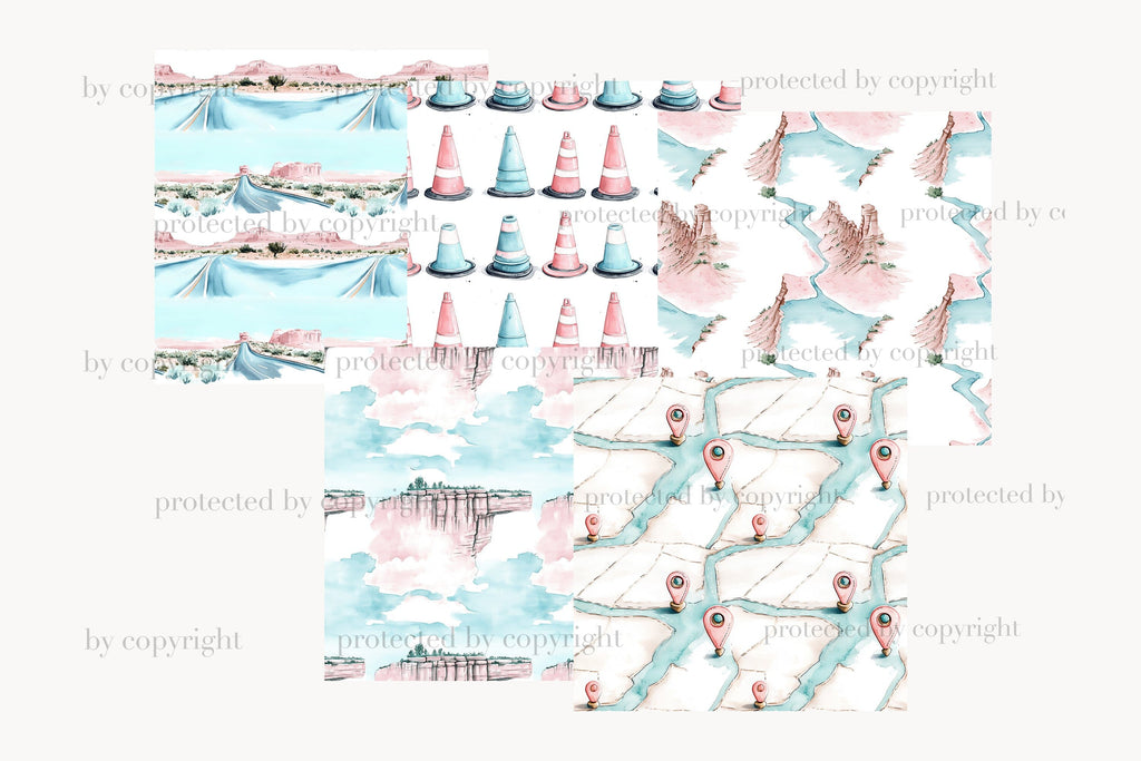 Road Trip Digital Paper | Grand Canyon Paper - So Fontsy